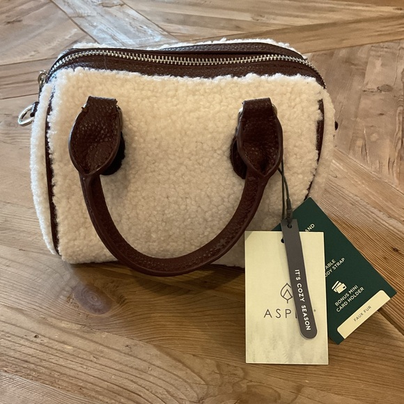 Aspen | Bags | Aspen Faux Fur Mini Satchel Crossbody Bag Cream Sherpa ...